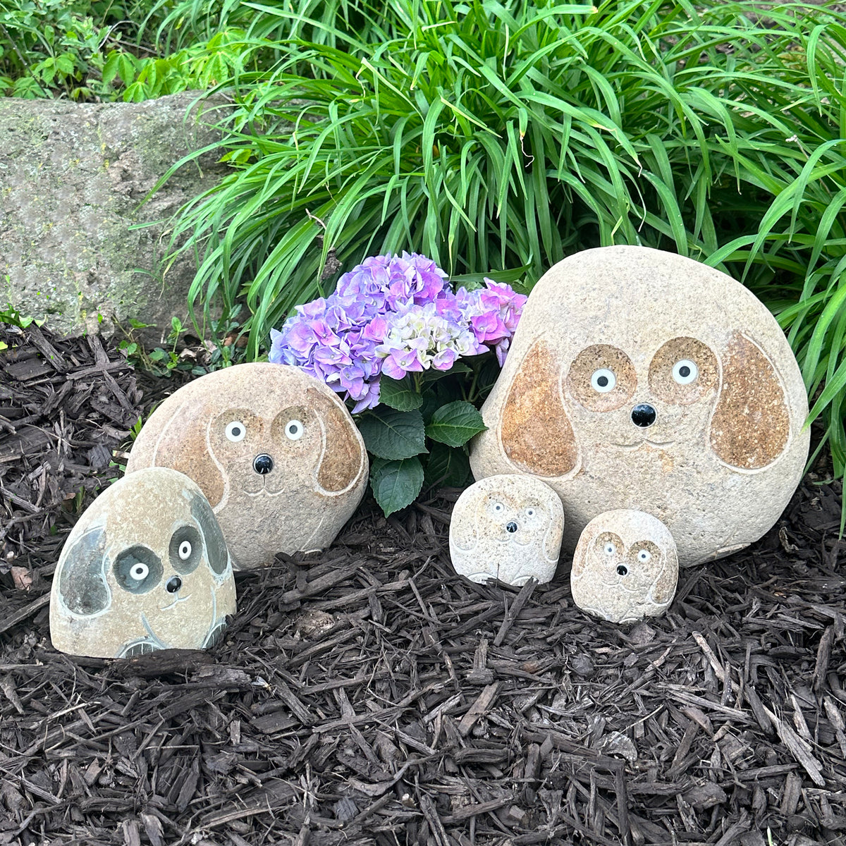 Family of Boulder Dogs 5 Pcs 4"x26"8"12" — The Gardeners' Choice